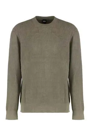 BOSS Velvet Ribbed Effect Crewneck Sweater