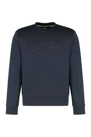 BOSS Logo-detail Cotton Sweatshirt With Ribbed Edges