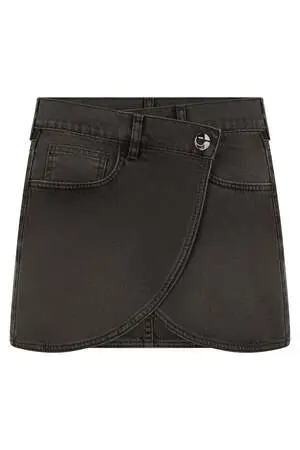 Coperni Denim Wrap Mini Skirt With Decorative Stitching - Grey