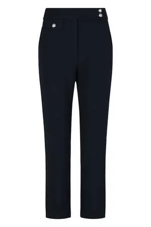 Veronica Beard Renzo Slim-leg Tapered Ankle Trousers With Logo Buttons - Black