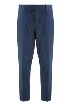PT TORINO Silk-cotton Blend Slim-fit Trousers - Blue