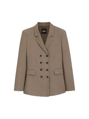 BOSS BLACK Double Breasted Tailored Jacket - Beige