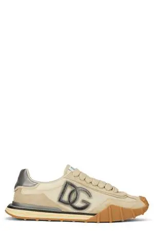 Dolce & Gabbana Dg Athletic Fabric Sneaker With Suede Inserts - Beige