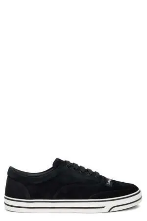 Dolce & Gabbana Low-top Suede Sneakers With White Rubber Sole - Black