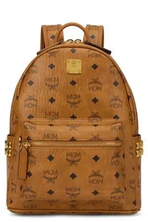 Mcm Stark Monogram Leather Backpack