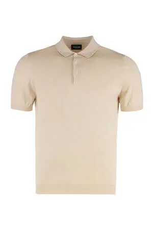 DRUMOHR Ribbed Knit Cotton Polo Shirt - Beige