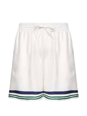 Casablanca Hotel Emblem Silk Shorts - White