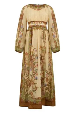 Zimmermann Long Sleeve Puff Sleeve Floral Print Maxi Dress - Multicolor
