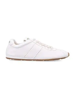 Miu Miu Plume Nappa Leather Perforated Sneakers - Bianco