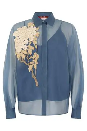 Max Mara Silk Shirt With Floral Embroidery