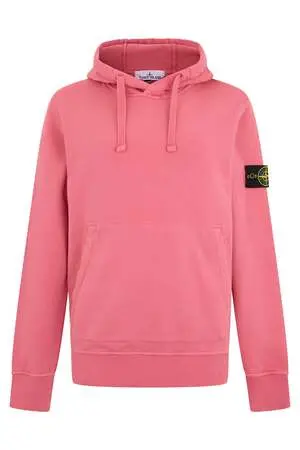 Stone Island Logo-embroidered Cotton Hoodie - Pink