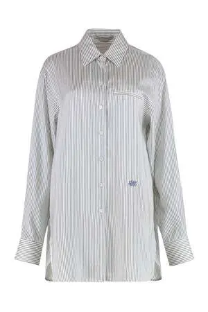 Stella McCartney Striped Silk Button-up Shirt With Side Slits