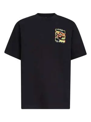 Casablanca Ribbed Crew Neck Organic Cotton T-shirt With Heat Map Logo Artwork - Nero
