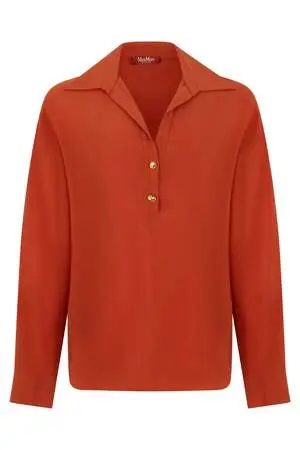 Max Mara Long-sleeve V-neck Button-up Shirt - Orange