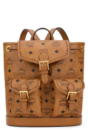 Mcm Synthetic Leather Backpack With Buckle Front Pockets