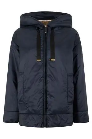 Max Mara Padded Hooded Zip Jacket In Polyester And Polyamide - Blue