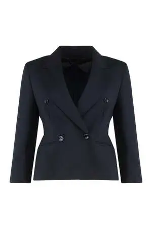 Max Mara Woollen Cloth Cropped Blazer - Blue