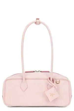 Mcm Leather Handbag With Top Handle, Rectangular Shape Charm Detail