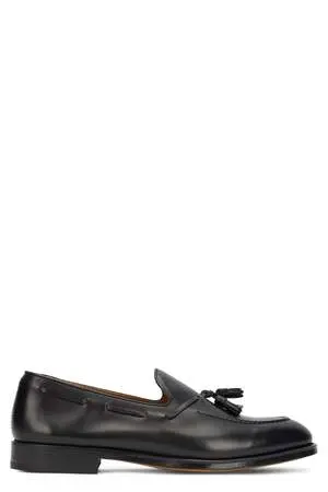 DOUCAL'S Tassel Leather Loafer With Rubber Sole - Black
