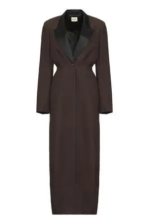 Khaite Bellow Satin Lapel Single-breasted Long Jacket - Brown