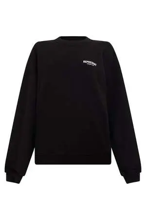 REPRESENT Cotton Crew Neck Sweatshirt With Discreet Chest Logo - Black