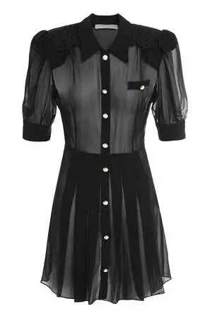 Alessandra Rich Mini Chemise Dress - Black