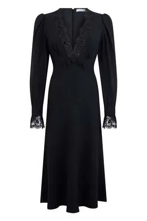 ALESSANDRA RICH Alessandra Rich Elegant V-Neck Midi Dress With Lace Detail For Spring/Summer 2025