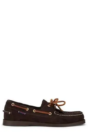 SEBAGO Suede Boat Shoe With Jute Laces - Brown