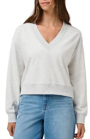 Travis Mathew Cloud Fleece V-neck Sweatshirt - Heather Light Grey