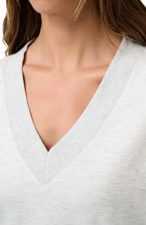 Travis Mathew Cloud Fleece V-neck Sweatshirt - Heather Light Grey
