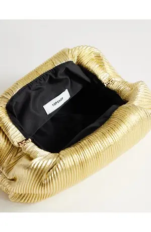 Topshop Metallic Pleated Clutch