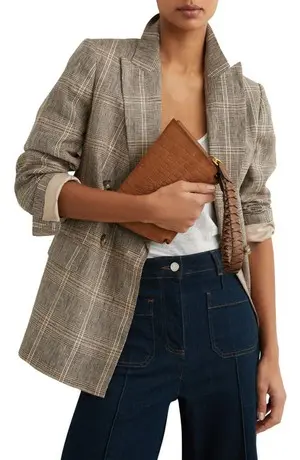 REISS Avery Croc Embossed Leather Shoulder Bag