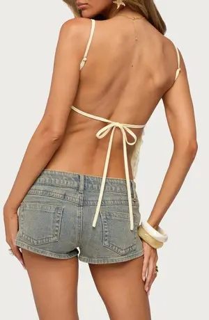 EDIKTED Macy Backless Sequin Top