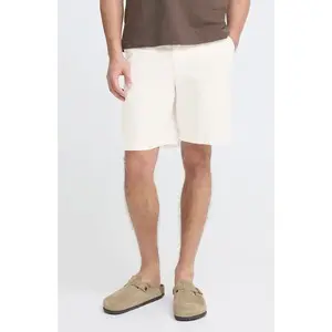 CASUAL FRIDAY Flat Front Cotton & Linen Chino Shorts Marshmallow
