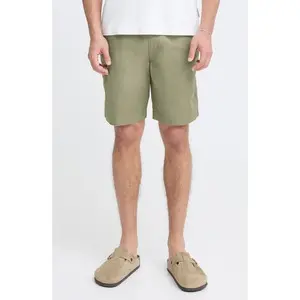 CASUAL FRIDAY Flat Front Cotton & Linen Chino Shorts Mermaid