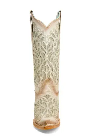 CORRAL Glitter Embroidered Leather Cowboy Boots