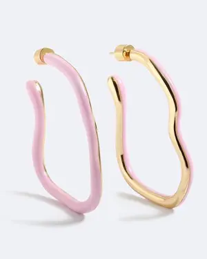 EMMA PILLS Obsession Hoops In 14k Plating With Hand-painted Enamel