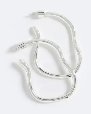 EMMA PILLS Obsession Hoops In 14k Plating With Hand-painted Enamel - Silver