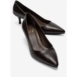 FOREVER & ALWAYS SHOES Jalen Leather Stiletto Pumps - Brown