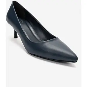 FOREVER & ALWAYS SHOES Jalen Leather Stiletto Pumps - Navy