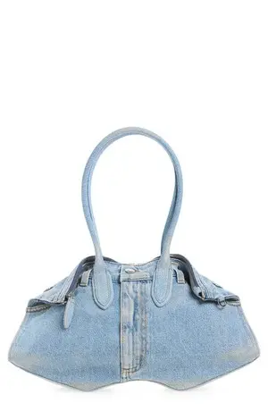 Alexander McQueen Manta Denim Shoulder Bag - Navy