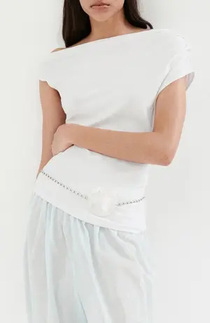 Mango Ruched One-shoulder Top - White