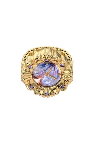 PASCAL Baroque Statement Ring Watch With Lab-grown Gemstones - Mauve