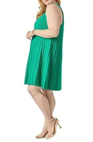 English Factory Pleated A-line Knit Minidress