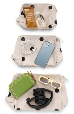 CALPAK 3-piece Water-resistant Zip Pouch Set - Polka Dot