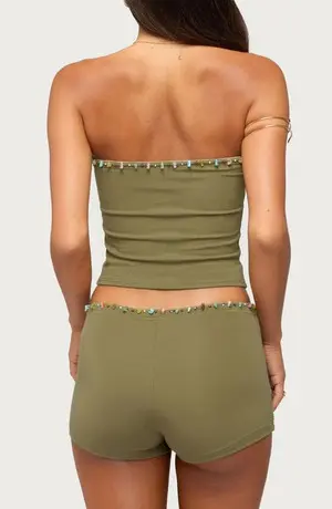 EDIKTED Monroah Beaded Strapless Top