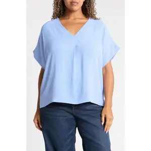 RAIN AND ROSE V-neck Dolman Sleeve Top With Keyhole Closure - Aqua