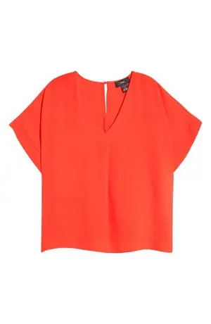 RAIN AND ROSE V-neck Dolman Sleeve Top With Keyhole Closure - Tomatoe