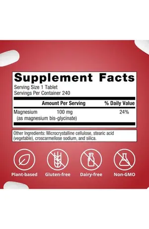 METAGENICS Magnesium Glycinate Highly Absorbable Supplement 240 Tablets