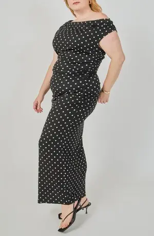 Endless Rose Asymmetrical Polka Dot Midi Dress